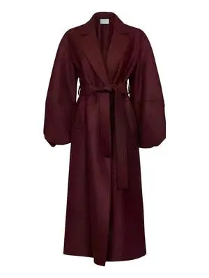 Harris Wharf London Belted Balloon-sleeve Coat - Red