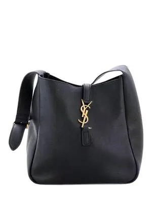 Saint Laurent Le 5 A 7 Supple Leather Small Hobo Bag Black
