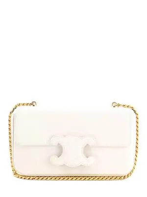 Celine Triomphe Chain Leather Small Shoulder Bag - White