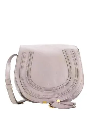 Chloé Marcie Saddle Bag Leather Medium Crossbody Bag Grey