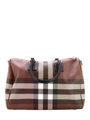 Burberry Bowling Bag Check E-canvas Medium Shoulder Bag Brown