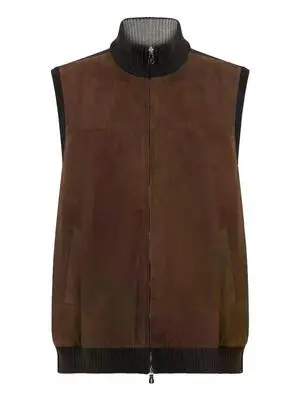 Fedeli Suede-panelled Cashmere Gilet - Brown