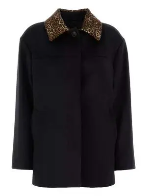 MMC STUDIO Calamo Leopard-print Collar Coat - Blue