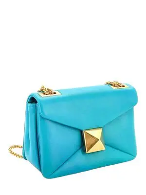 Valentino Garavani One Stud Chain Flap Bag Leather Small Shoulder Bag Blue