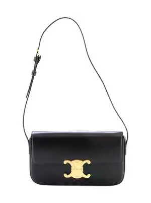 Celine Triomphe East-west Smooth Calfskin Shoulder Bag - Black