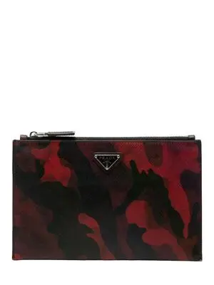 Prada 2013-2026 Tessuto Camouflage Clutch Bag - Red