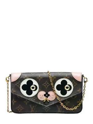 LOUIS VUITTON 2018 Monogram Pochette Felicie Valentine Dog Crossbody Bag - Brown