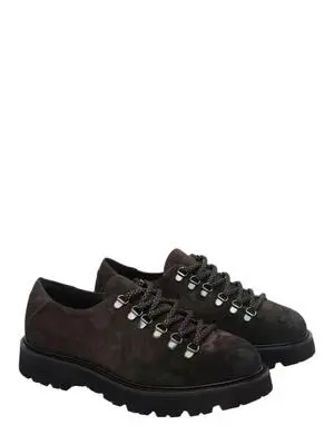 PAWELK'S Round-toe Suede Low-top Sneakers - Brown