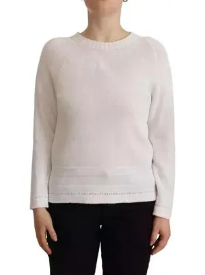 Alpha Studio Crew-neck Cotton Sweater - White
