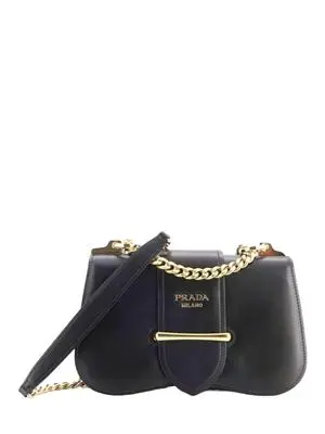 Prada Sidonie Chain Shoulder Bag City Calf Medium Crossbody Bag - Black