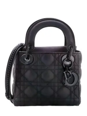 Dior Ultra Matte Lady Chain Bag Cannage Quilt Calfskin Mini Shoulder Bag - Black