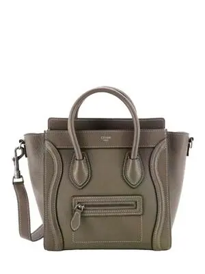 Celine Luggage Bag Grainy Leather Nano Crossbody Bag - Grey