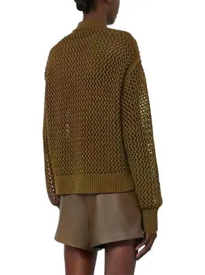 Max Mara Film Open-knit Button-up Cardigan Brown