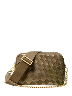 Michael Kors Medium Bryant Woven Double-zip Cross Body Bag Green