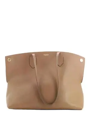 Burberry Society Leather Large Tote Bag - Brown
