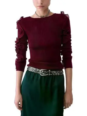 Liu Jo Wool Sweater With Ruffles Red