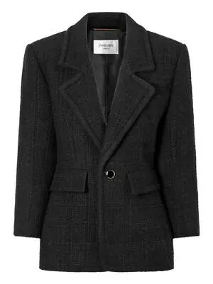 Saint Laurent Single-breasted Jacket In Tweed - Black