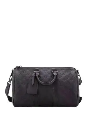 LOUIS VUITTON Keepall Bandouliere Bag Monogram Taurillon Leather 35 Travel Bag - Black