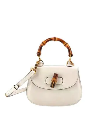 Gucci Bamboo 1947 Top Handle Bag Leather Mini Shoulder Bag Neutrals