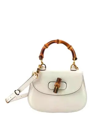 Gucci Bamboo 1947 Top Handle Bag Leather Mini Shoulder Bag Neutrals