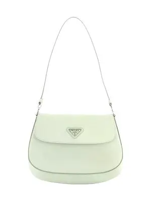 Prada Cleo Flap Shoulder Bag Spazzolato Leather Small Hobo Bag - Green
