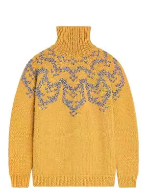 Dries Van Noten Intarsia Wool Sweater - Yellow