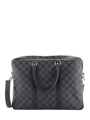 LOUIS VUITTON Porte-documents Voyage Briefcase Damier Graphite Pm Business Bag - Black