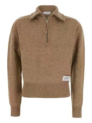 GRIFONI Half-zip Knitted Sweater - Brown