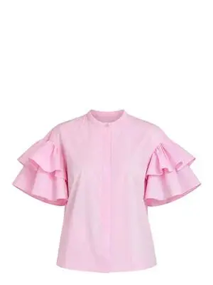 PSOPHIA Ruffled-sleeve Poplin Shirt - Pink