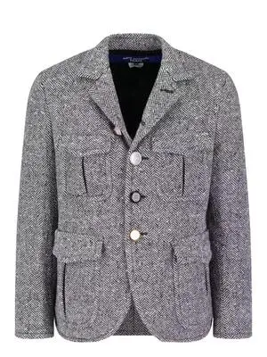 Junya Watanabe Herringbone-pattern Button-up Jacket - Grey