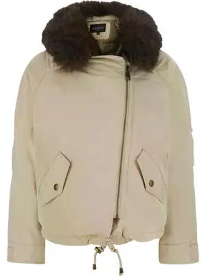 GIOVANNI PARIS Erin Faux-fur Trim Drawstring Jacket - Neutrals