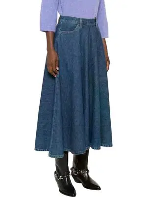 NIU Belt-loop Midi Skirt - Blue