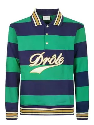 Drole De Monsieur Logo-embroidered Striped Polo Shirt - Green