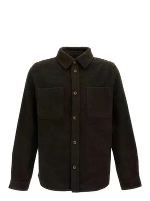 LES DEUX Bouclé-knit Patch-pocket Jacket Brown