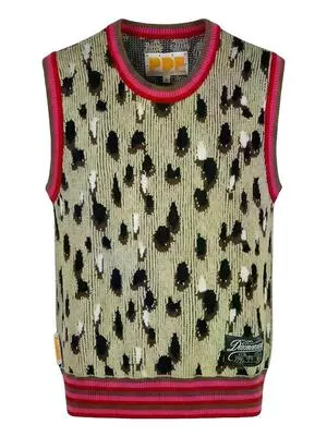 PDF Leopard-print Knitted Vest Green