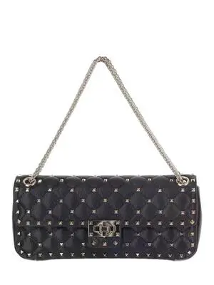 Valentino Garavani Rockstud Spike Medium Shoulder Bag In Kidskin - Black