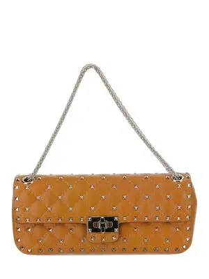 Valentino Garavani Medium Rockstud Spike Quilted Leather Shoulder Bag Brown