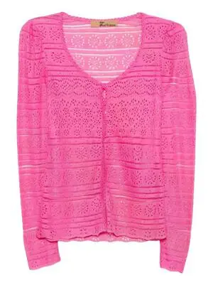 John Galliano 2000s Pointelle-knit Cardigan - Pink