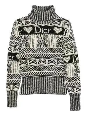 Dior 2010s Fair Isle Roll-neck Sweater - White