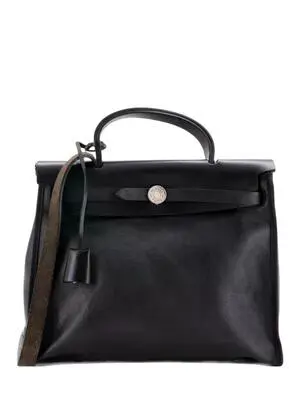 Hermès Herbag Zip Berline Vache Canvas And Leather 31 Shoulder Bag - Black