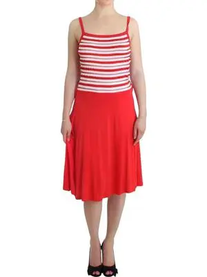 Rocco Barocco Striped A-line Midi Dress - Red