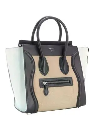 Celine Tricolor Luggage Bag Leather Micro Tote Bag - Black