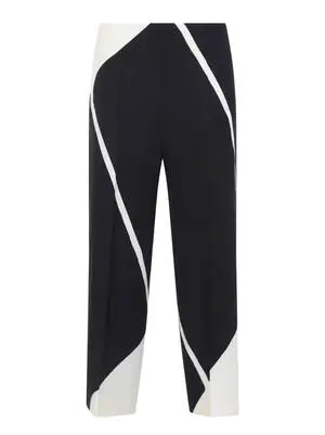 Alberta Ferretti Colour-block Twill Trousers - Black