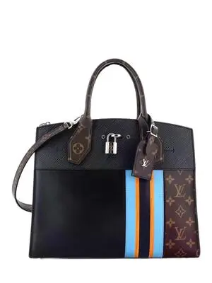 LOUIS VUITTON City Steamer Handbag Limited Edition Monogram Canvas And Leather Mm Satchel Black
