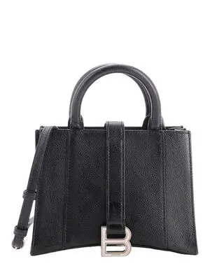 Balenciaga Hourglass East West Tote Leather Xs Satchel - Black
