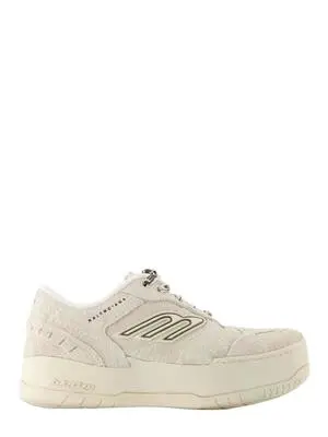 Balenciaga Hamptons Suede Platform Sneakers Neutrals