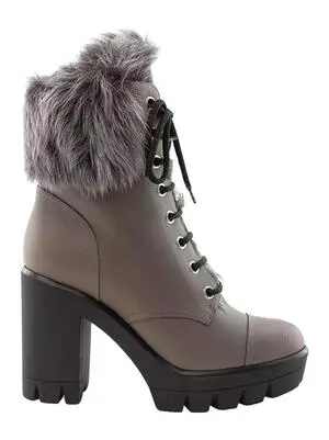 GIUSEPPE ZANOTTI Moyra Faux-fur Trim Ankle Boots - Grey