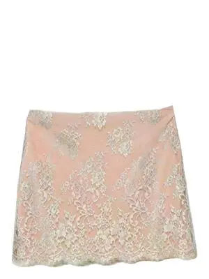 Valentino Garavani Lace-overlay Scalloped-edge Mini Skirt - Neutrals