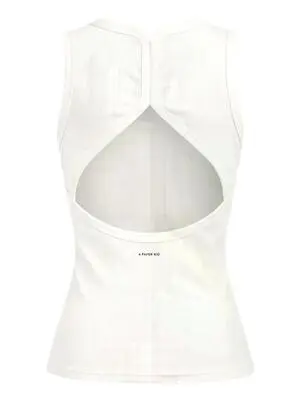 A PAPER KID Crystal-embellished Cut-out Tank Top - White