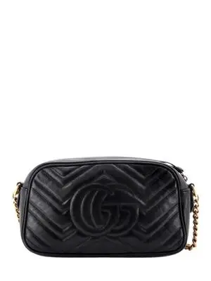 Gucci Gg Marmont Shoulder Bag Matelasse Leather Small Crossbody Bag Black